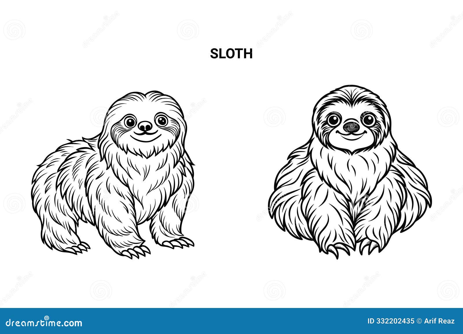 Versatile Vector Sloth: Editable Outline Perfect for Any Project Stock ...