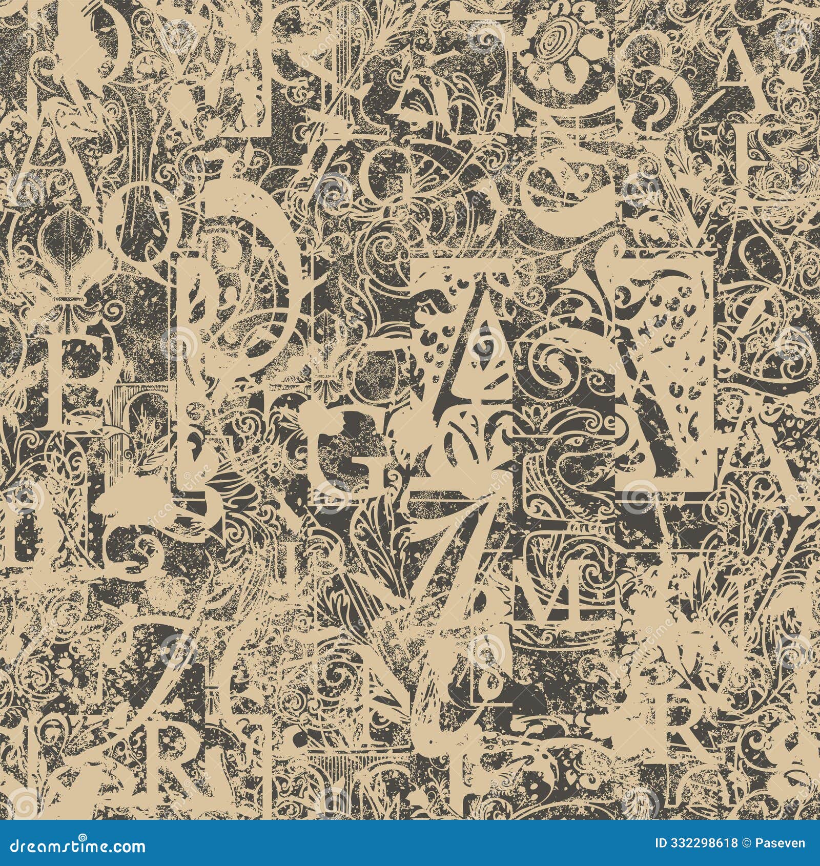 Seamless Pattern with Layering of Vintage Letter Stock Illustration ...