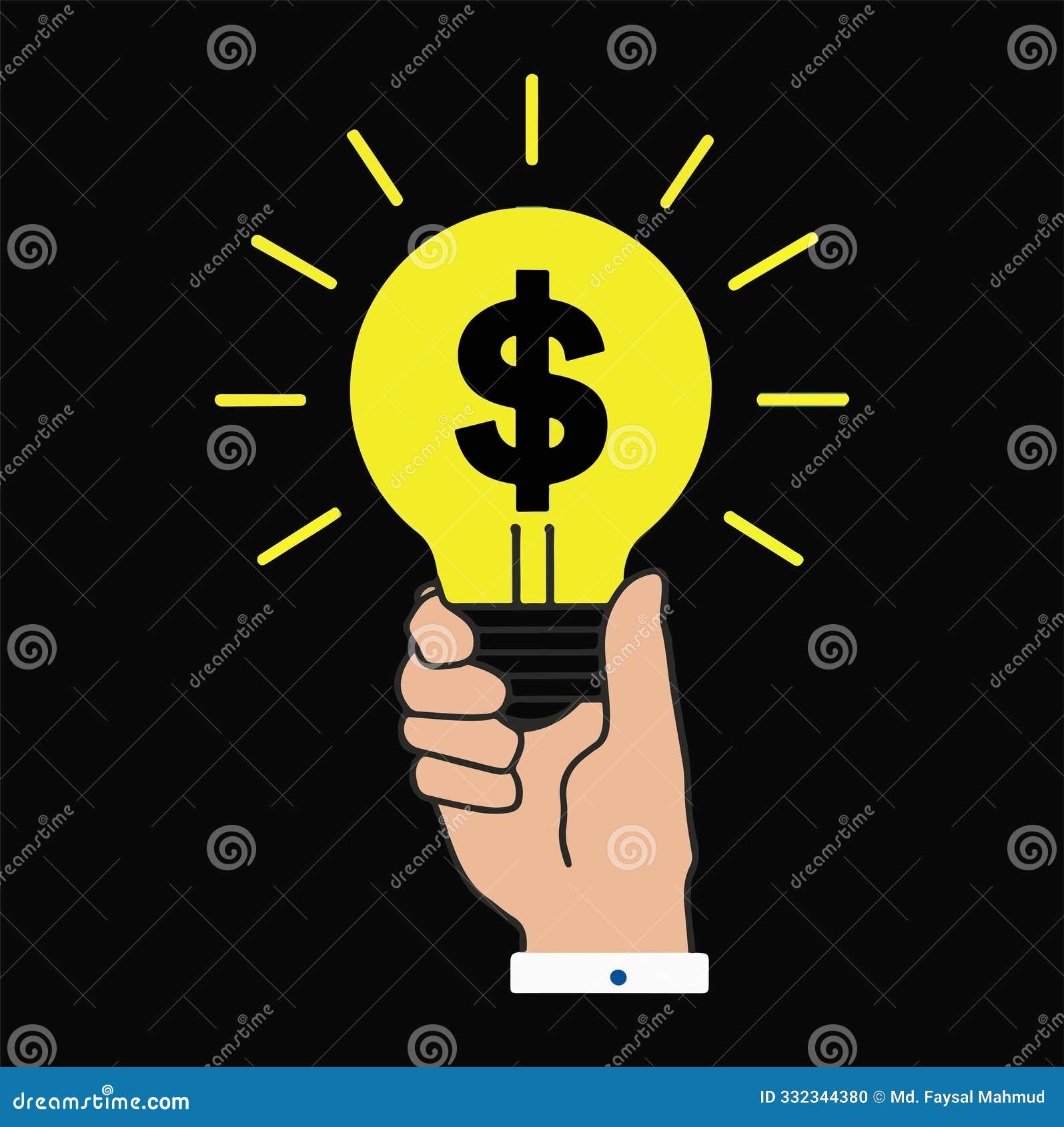 Hand Holding a Light Bulb with a Dollar Symbol Icon Vector Silhouette ...