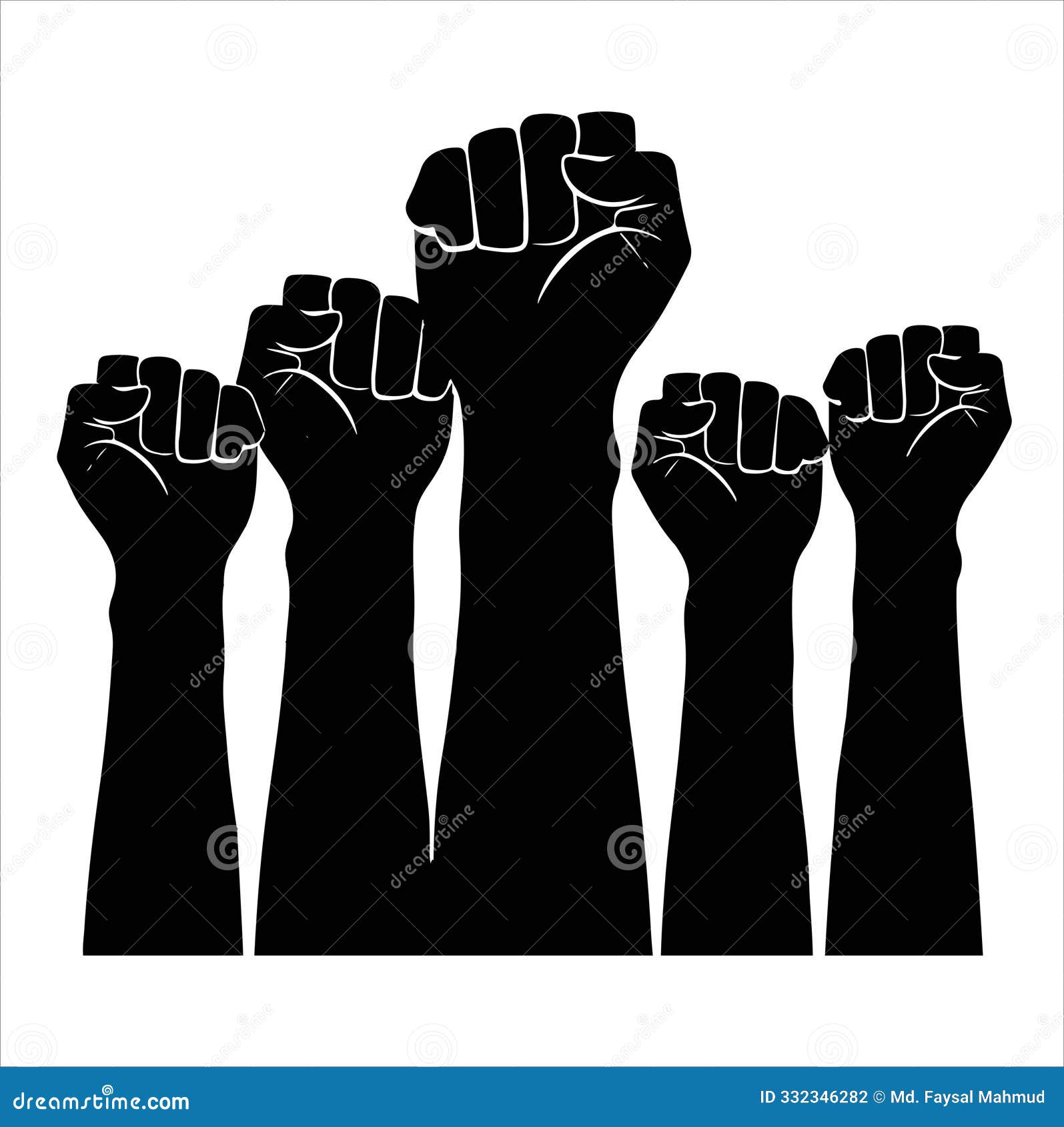 Rising Hand-icon-vector Silhouette Illustration on a White Background ...