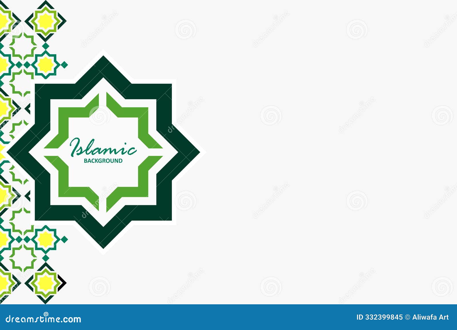 Minimalist Islamic Geometric Pattern with Yellow and Green Stars on a ...