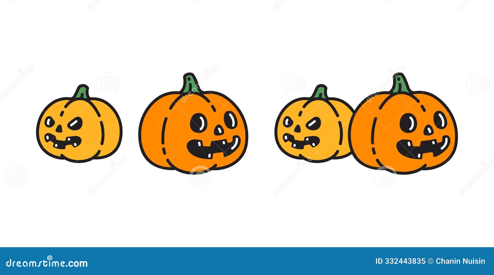 Pumpkin Head Icon Halloween Jack O Lantern Cartoon Character Vector ...
