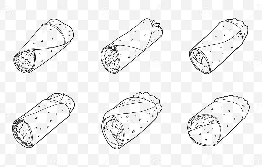 Print Paneer Roll Art Vector Set Premium Collection of Artistic Line ...