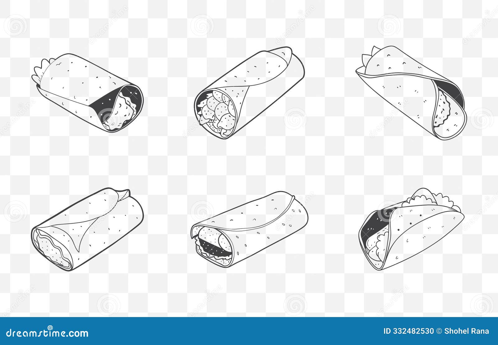 Print Paneer Tikka Line Art Vector Set Detailed Illustration ...