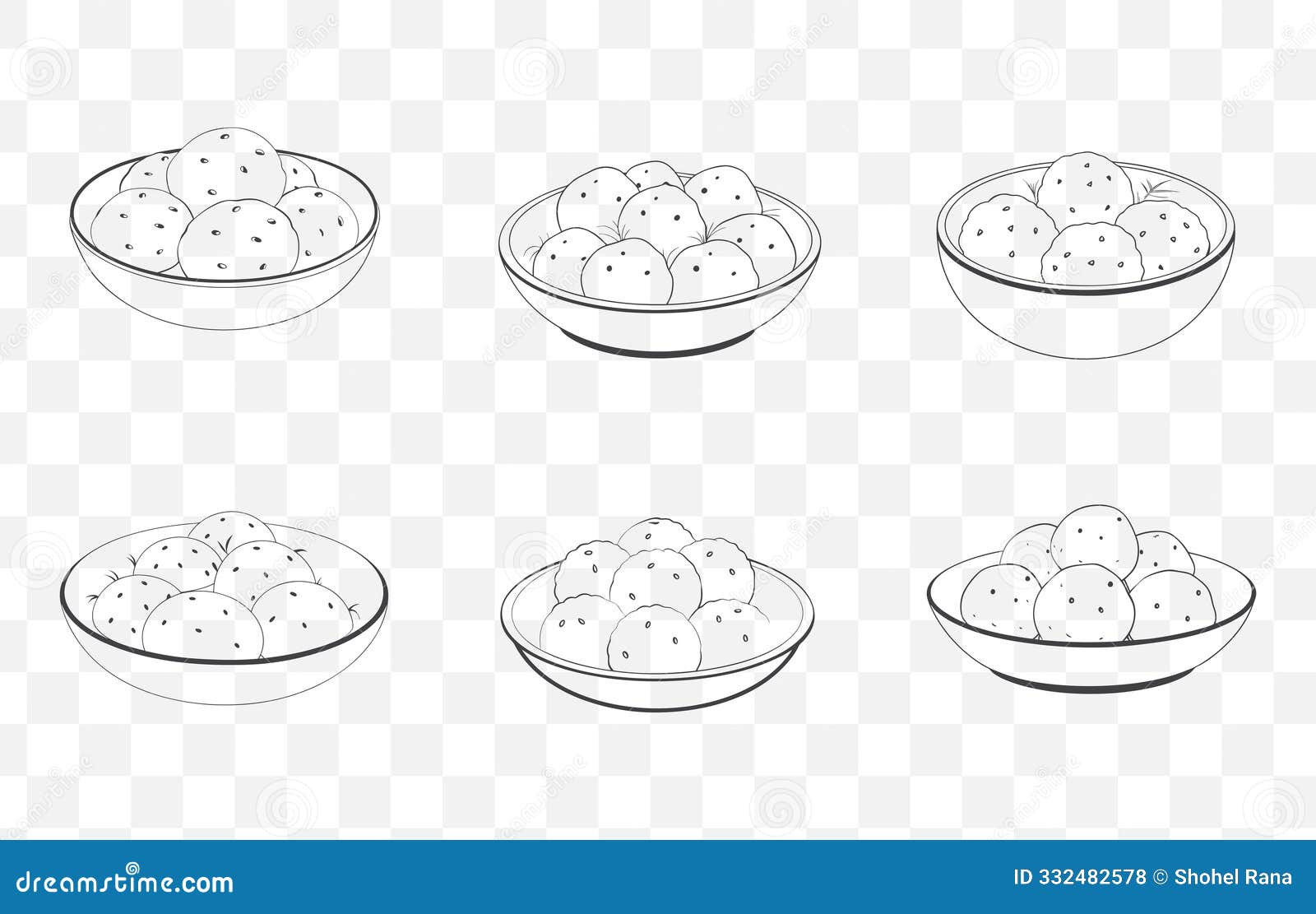 Print Aloo Tikki Art Vector Set Delicious Indian Snack Illustrations ...