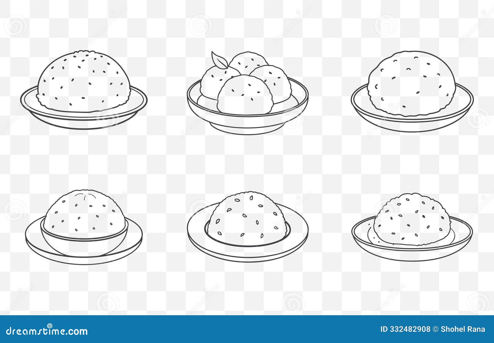 Print Idli Line Art Vector Set Traditional South Indian Steamed Rice ...