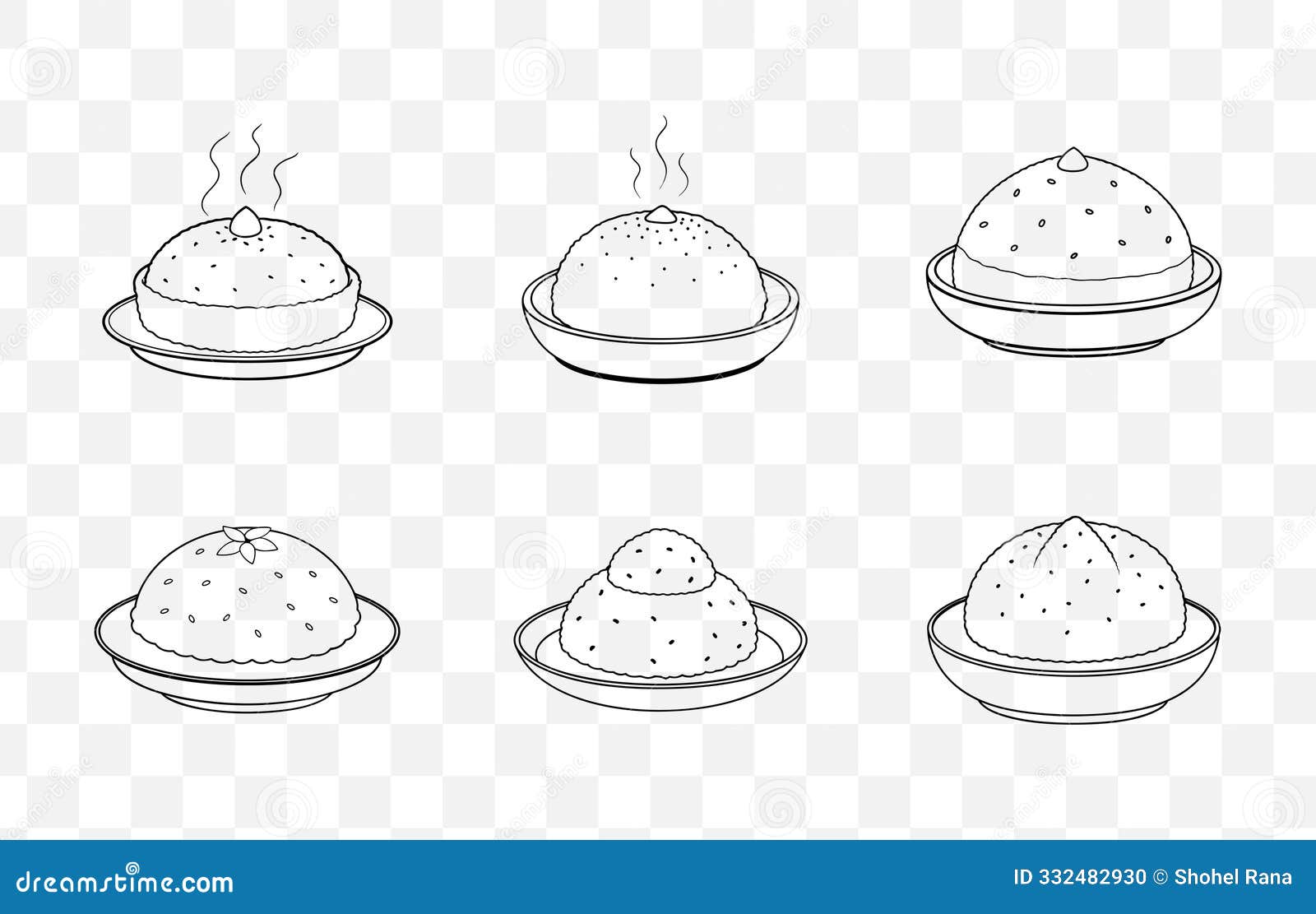 Print Idli Line Art Vector Set Traditional South Indian Steamed Rice ...