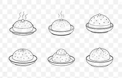 Print Idli Line Art Vector Set Traditional South Indian Steamed Rice ...