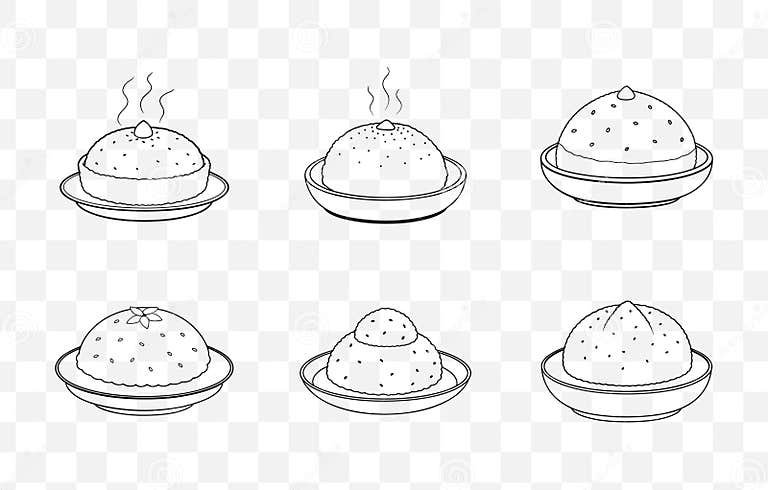 Print Idli Line Art Vector Set Traditional South Indian Steamed Rice ...