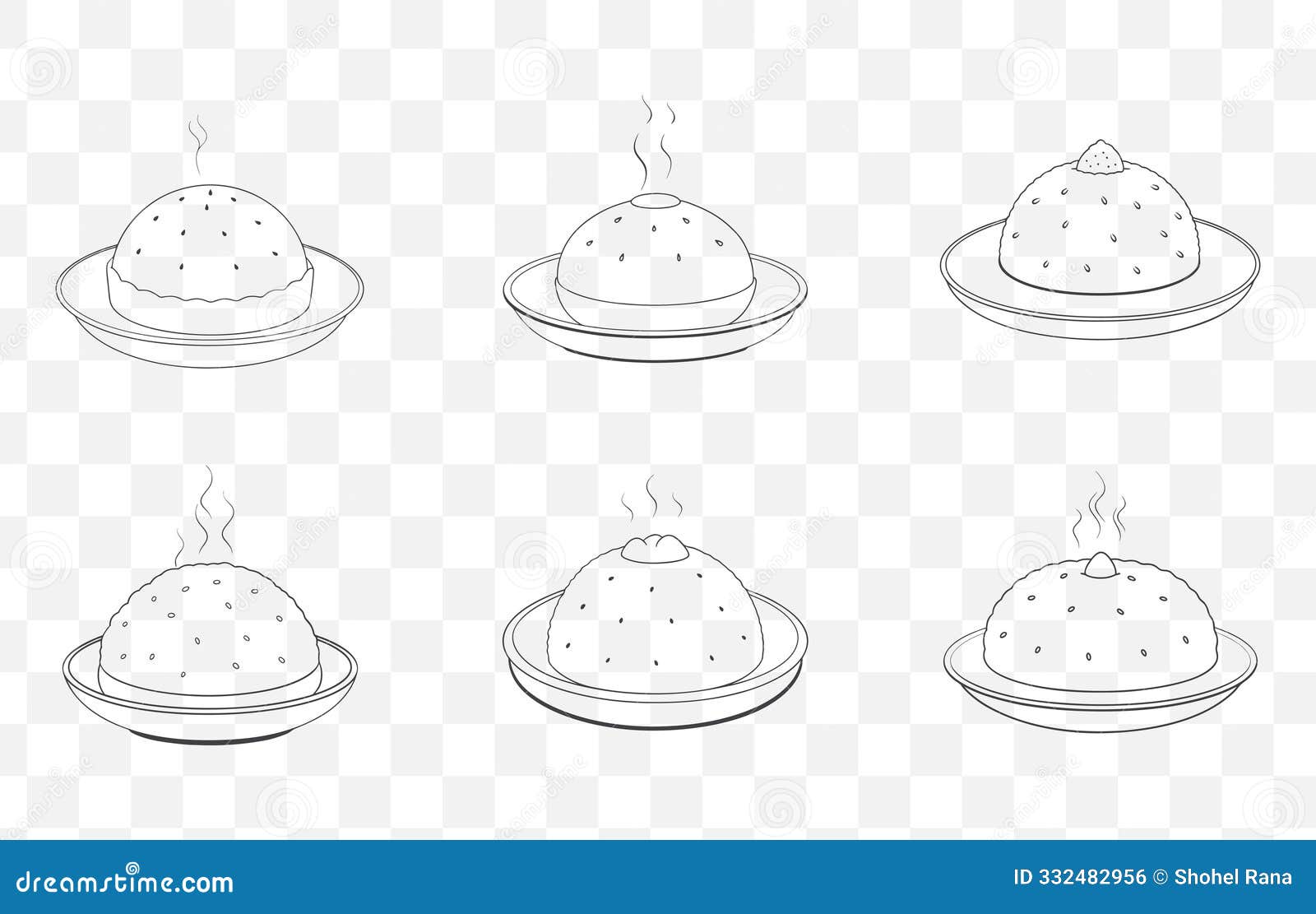 Print Idli Line Art Vector Set Traditional South Indian Steamed Rice ...