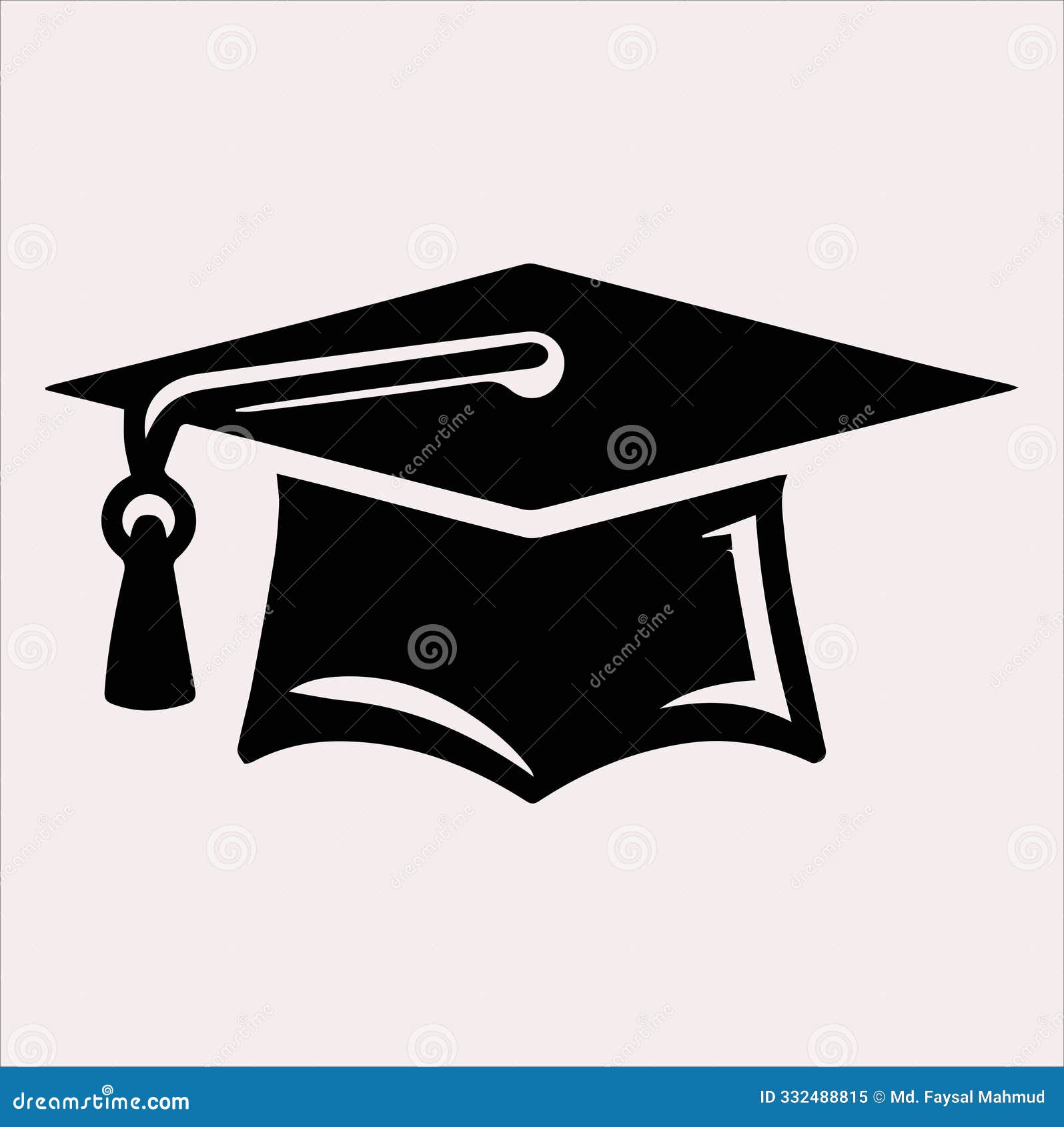 Minimalist Degree Logo with Convocation Cap in Black. Silhouette Vector ...