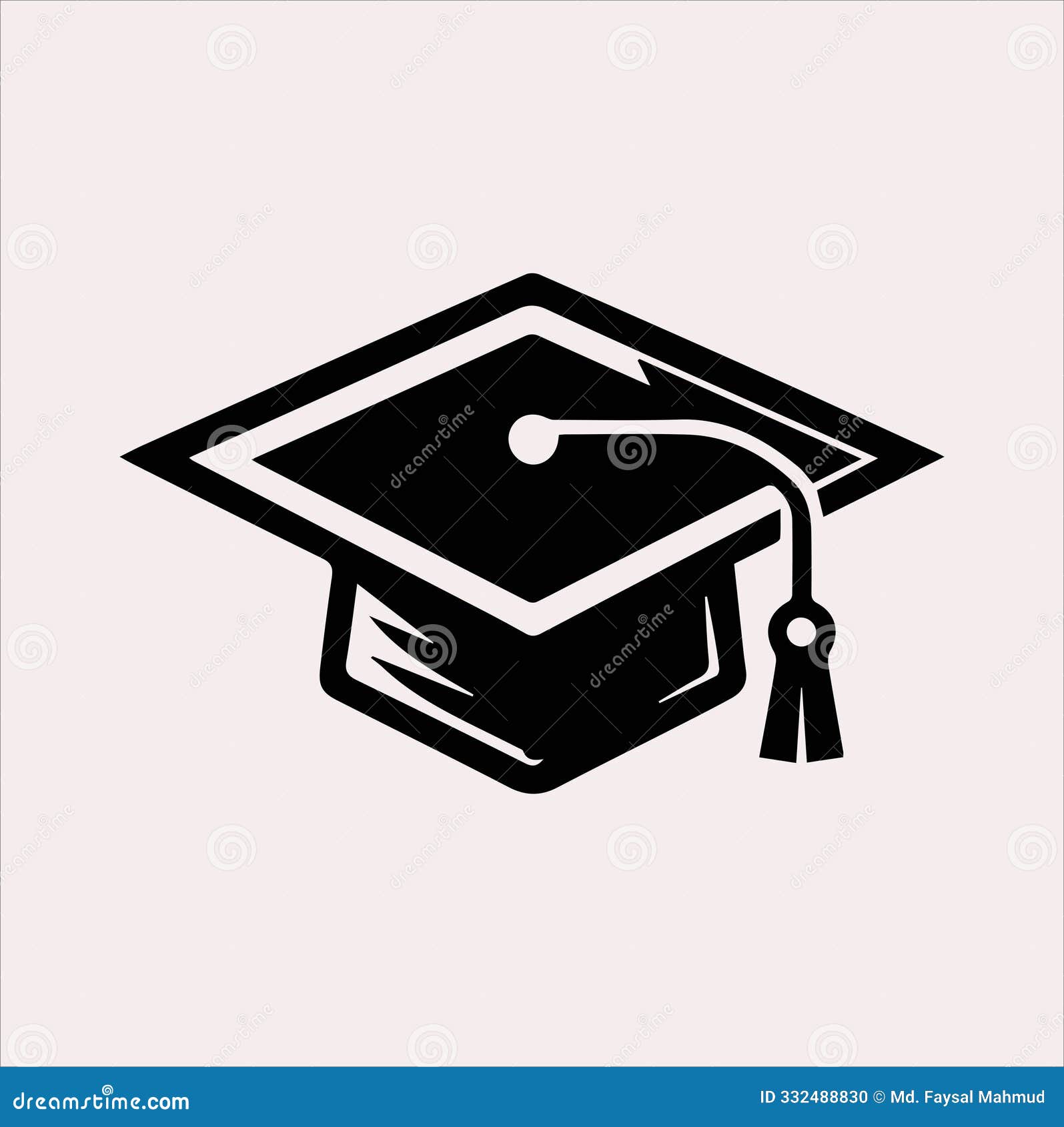Minimalist Degree Logo with Convocation Cap in Black. Silhouette Vector ...