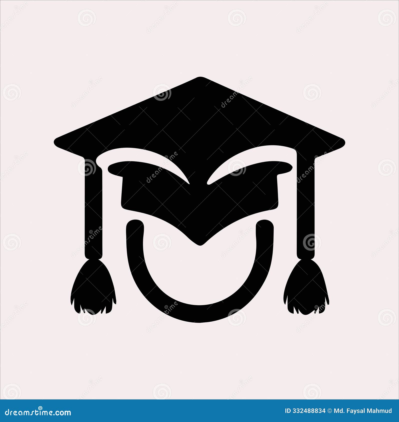 Minimalist Degree Logo with Convocation Cap in Black. Silhouette Vector ...