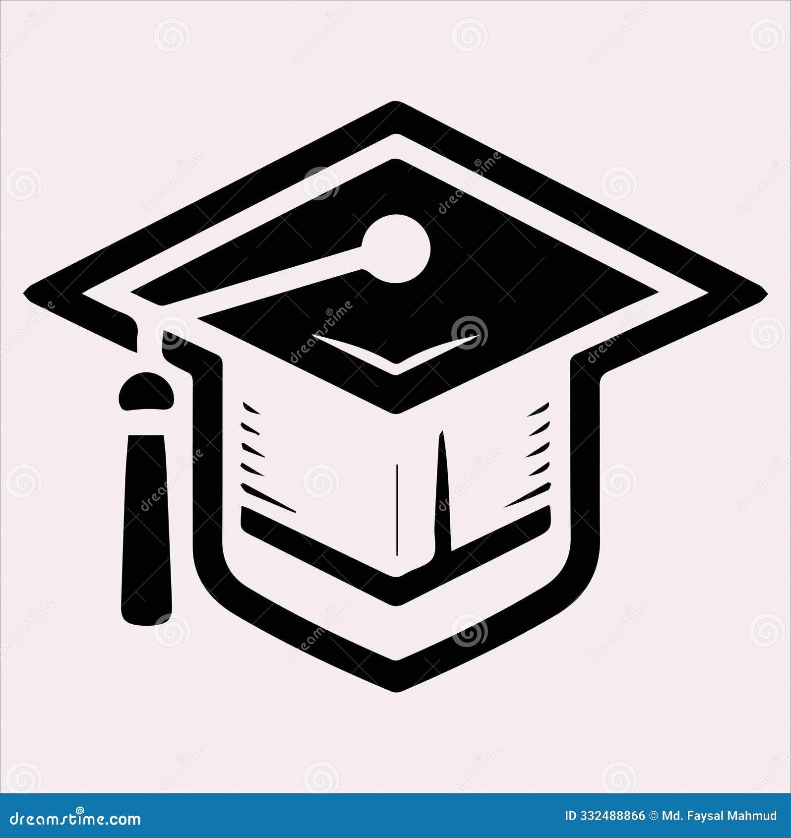 Minimalist Degree Logo with Convocation Cap in Black. Silhouette Vector ...