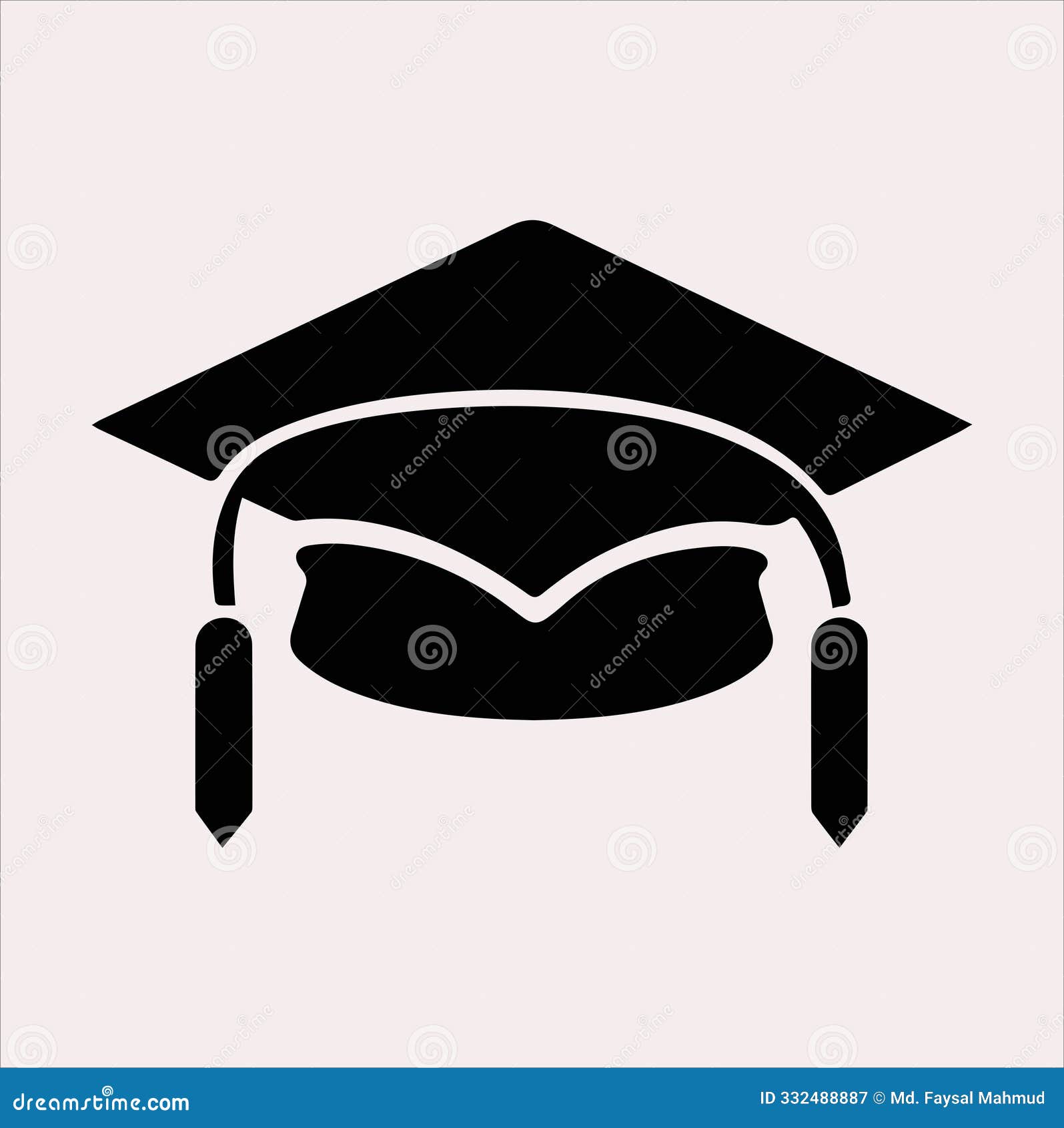 Minimalist Degree Logo with Convocation Cap in Black. Silhouette Vector ...