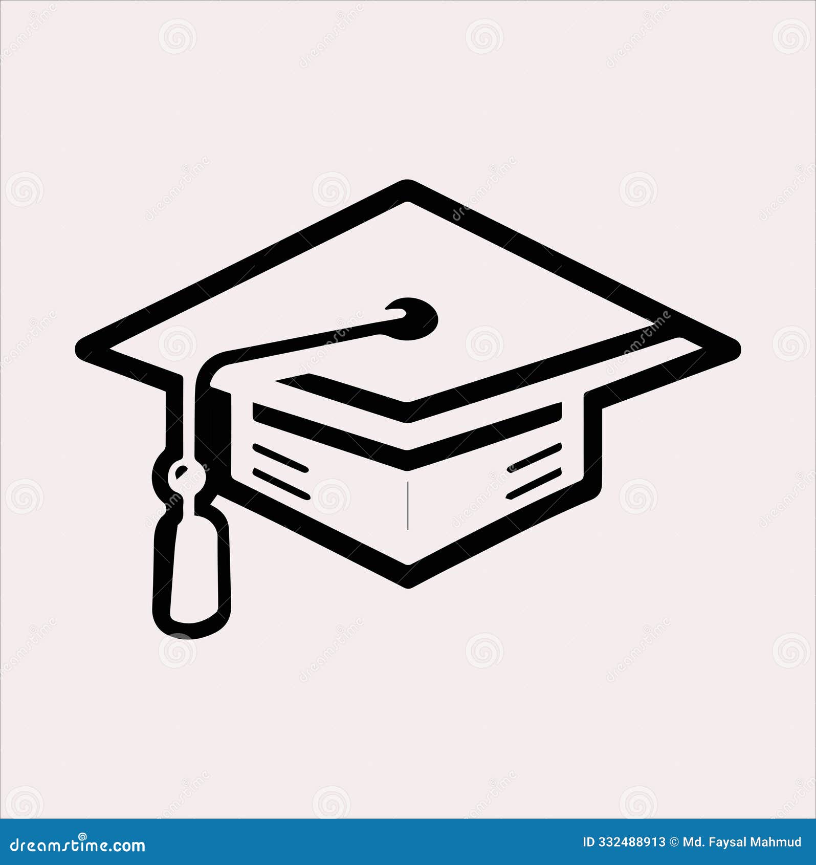 Minimalist Degree Logo with Convocation Cap in Black. Silhouette Vector ...