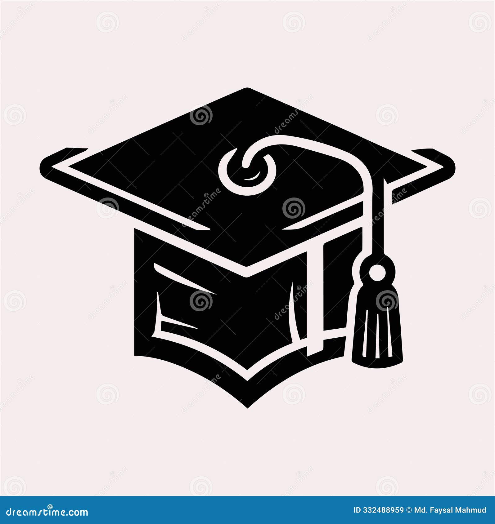 Minimalist Degree Logo With Convocation Cap In Black. Silhouette Vector ...