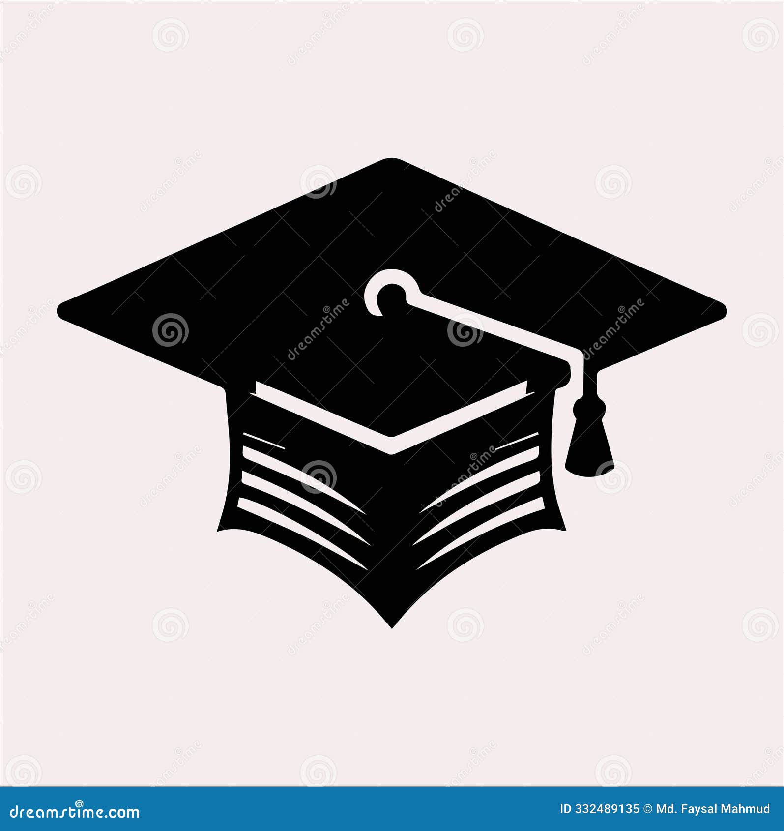 Minimalist Degree Logo with Convocation Cap in Black. Silhouette Vector ...