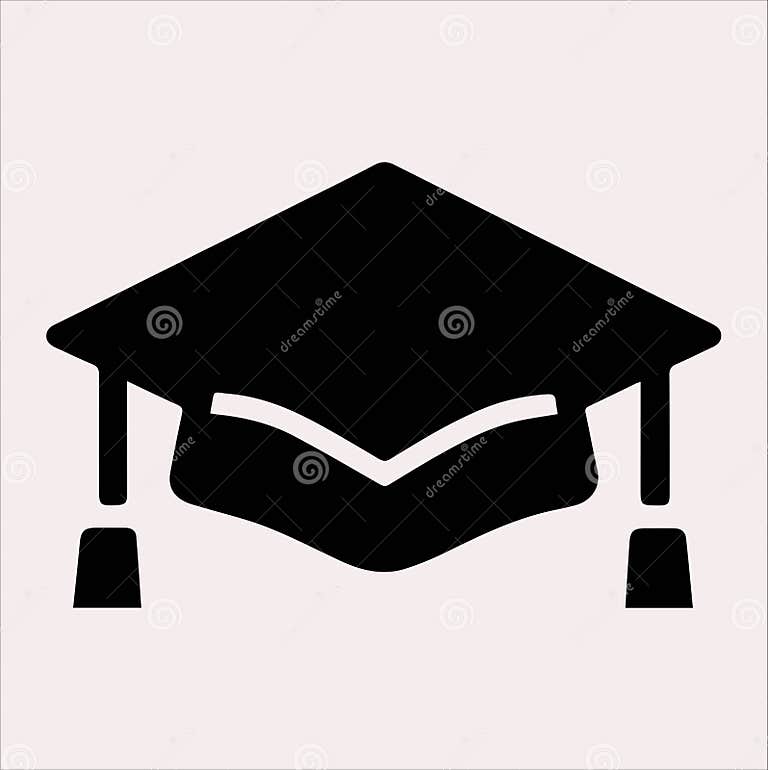 Minimalist Degree Logo with Convocation Cap in Black. Silhouette Vector ...