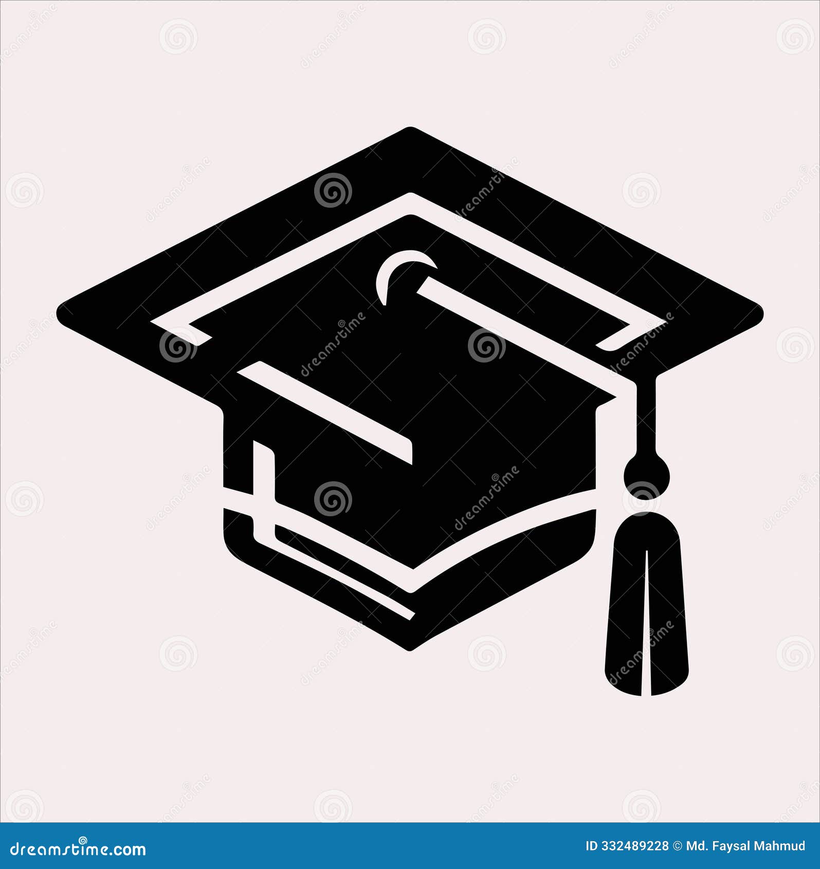 Minimalist Degree Logo with Convocation Cap in Black. Silhouette Vector ...