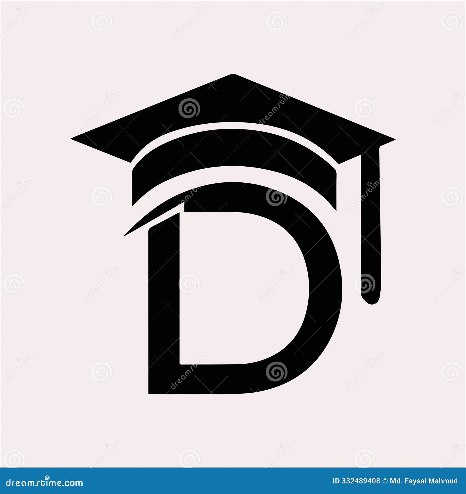 Minimalist Degree Logo with Convocation Cap in Black. Silhouette Vector ...