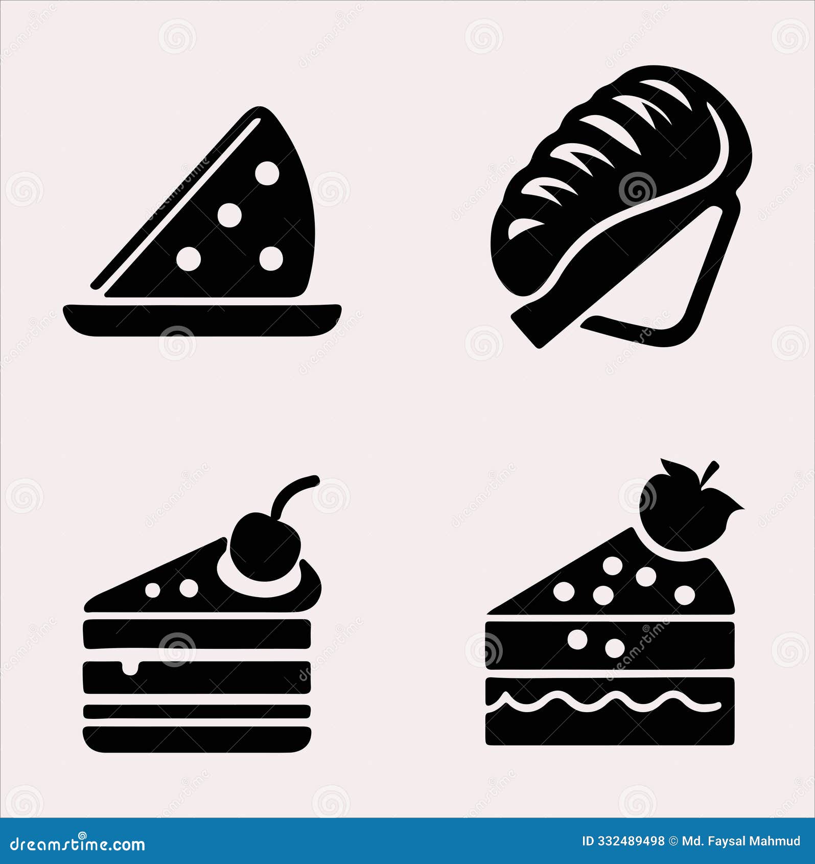 A Set of 4pcs Food Icon Silhouette Vector Illustration with White ...