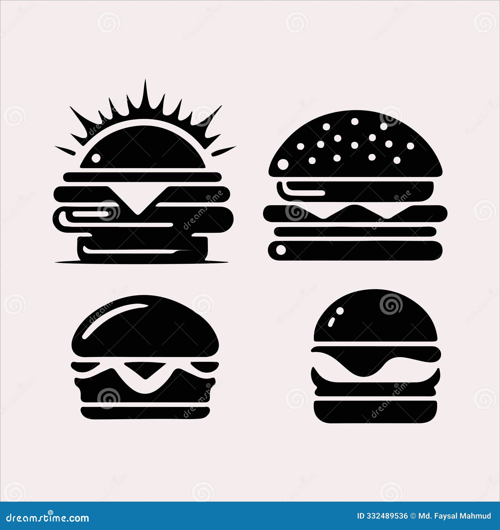 A Set of 4pcs Food Icon Silhouette Vector Illustration with White ...