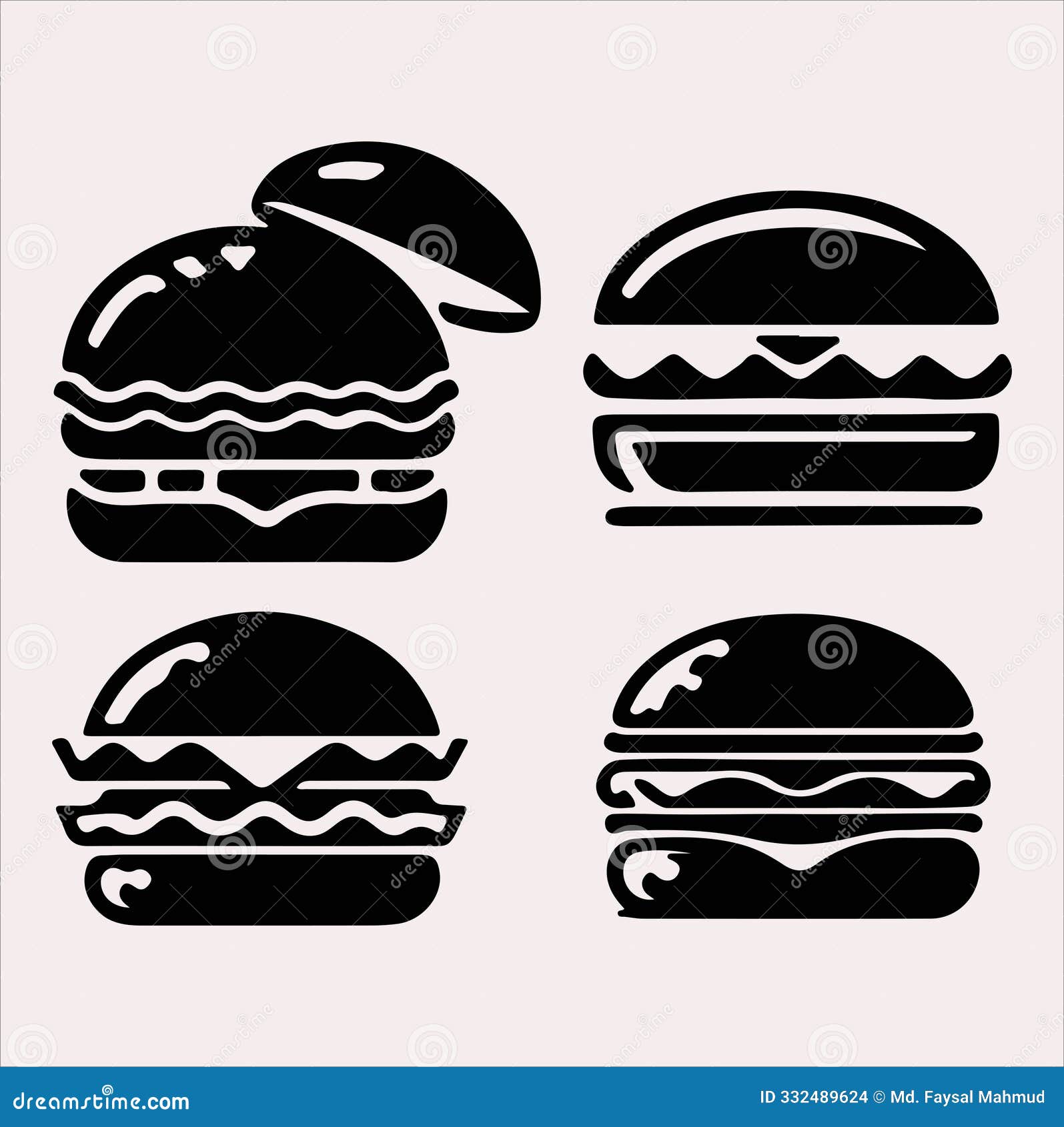A Set of 4pcs Food Icon Silhouette Vector Illustration with White ...