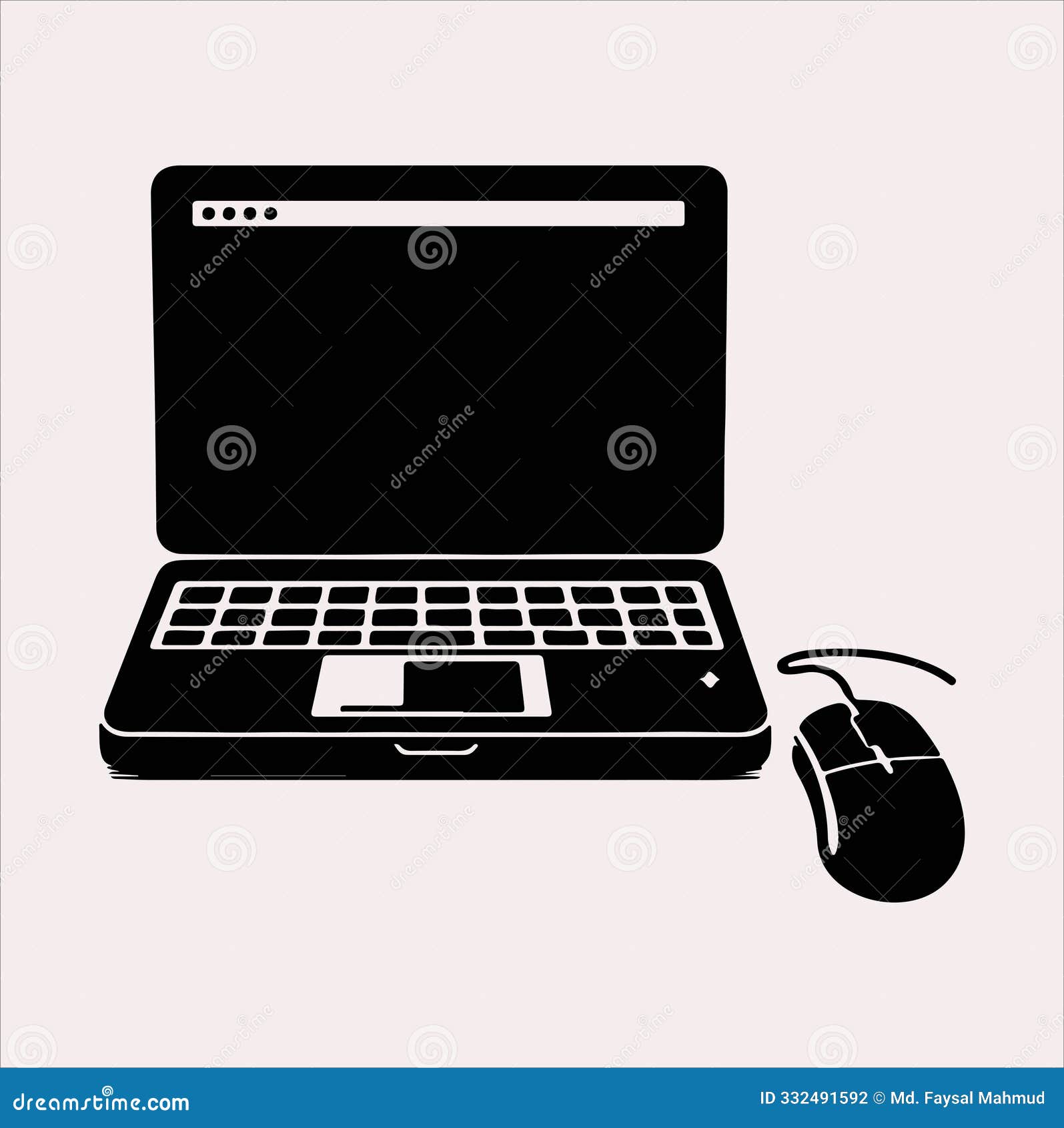Laptop Silhouette Vector on a White Background Stock Vector ...