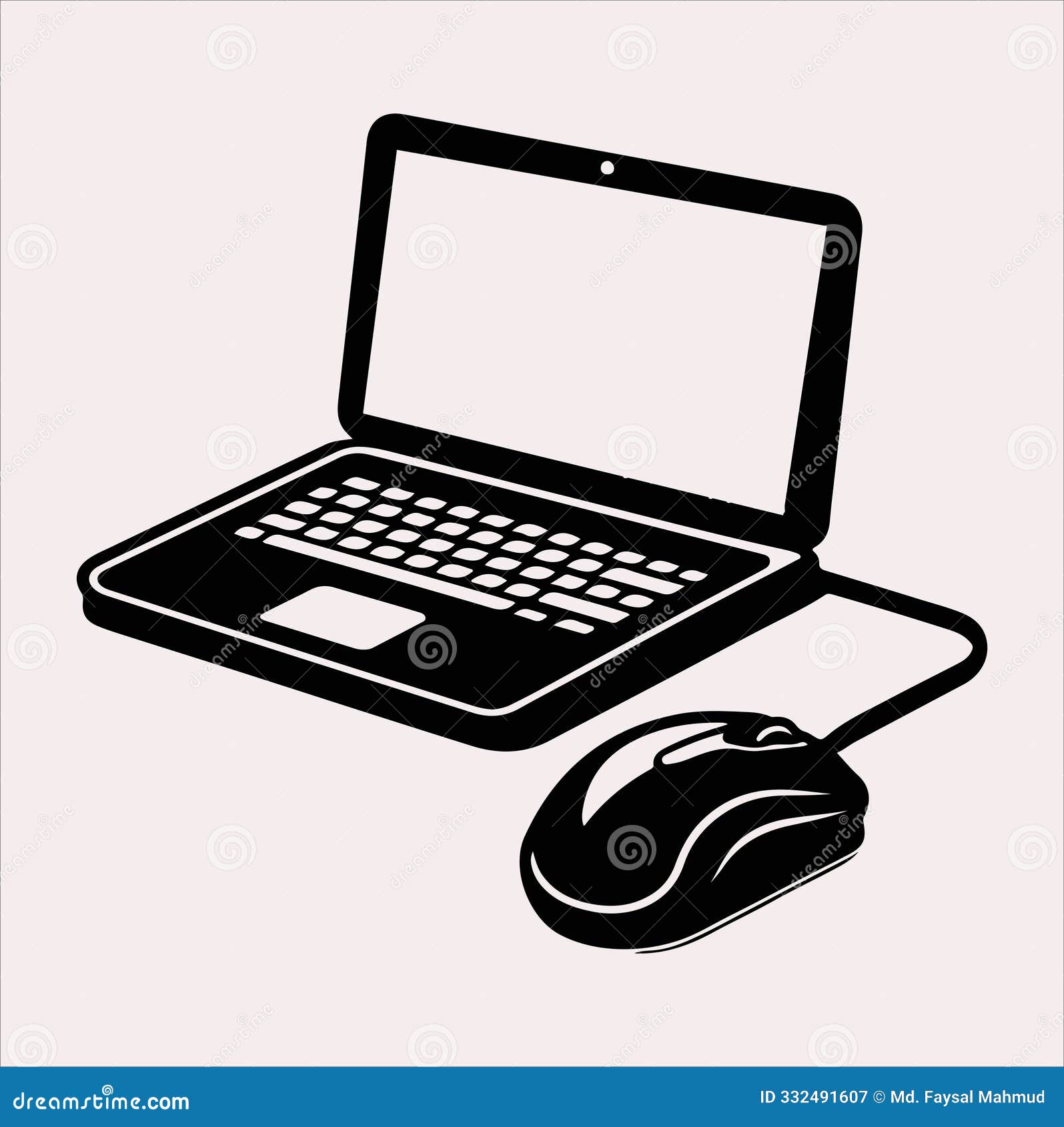 Laptop Silhouette Vector on a White Background Stock Vector ...