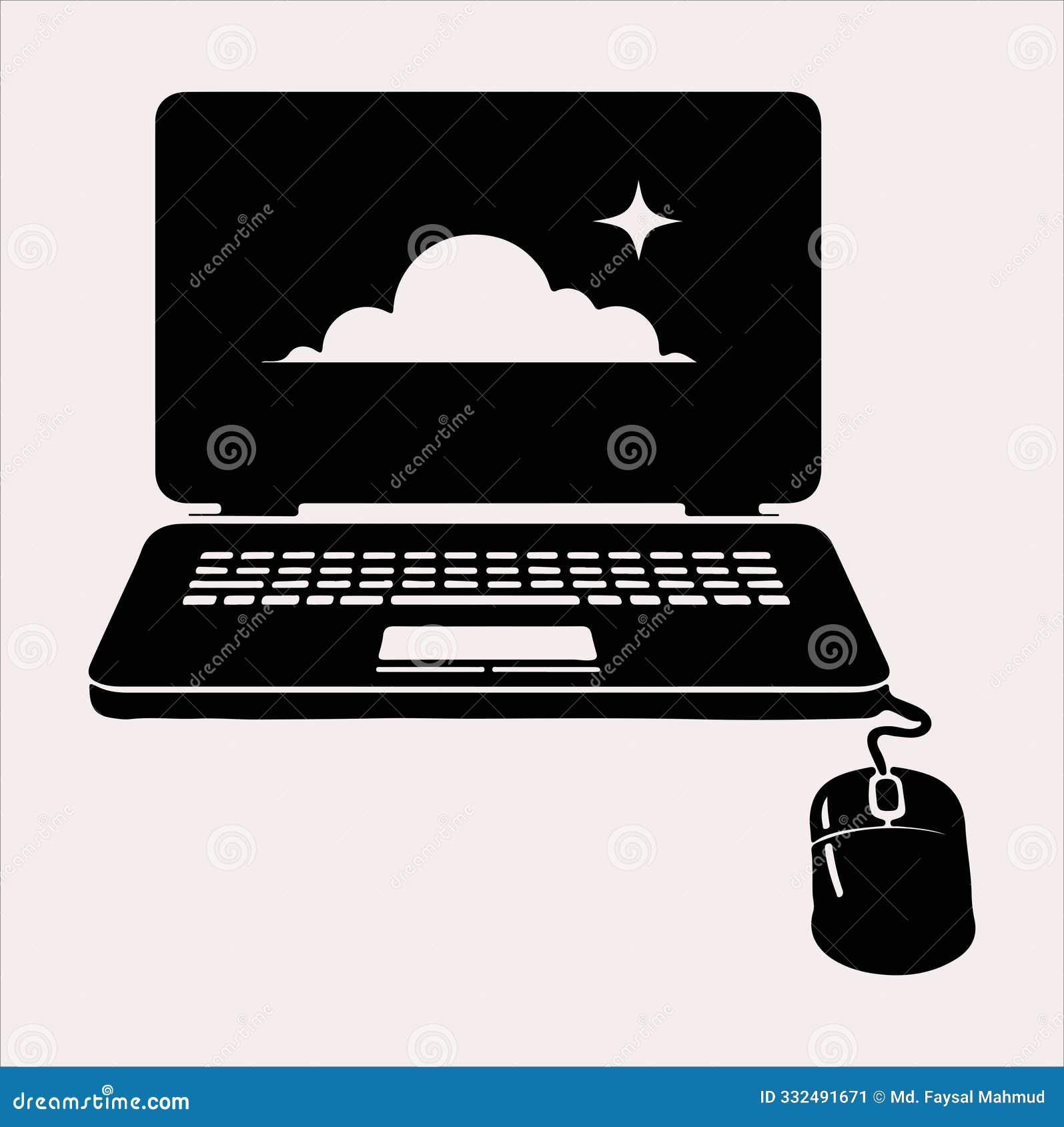 Laptop Silhouette Vector on a White Background Stock Vector ...