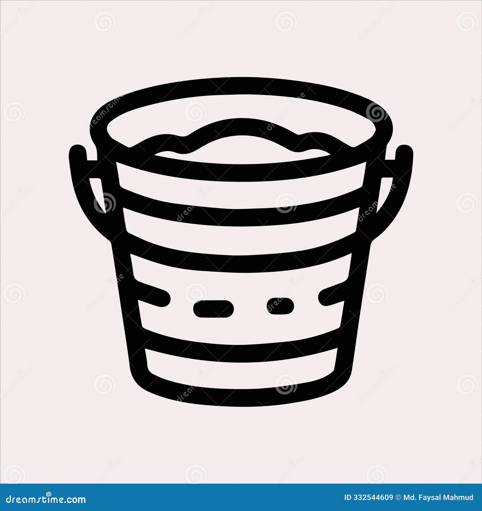 Bucket Outline Linear Style Silhouette Vector Illustration On A White ...