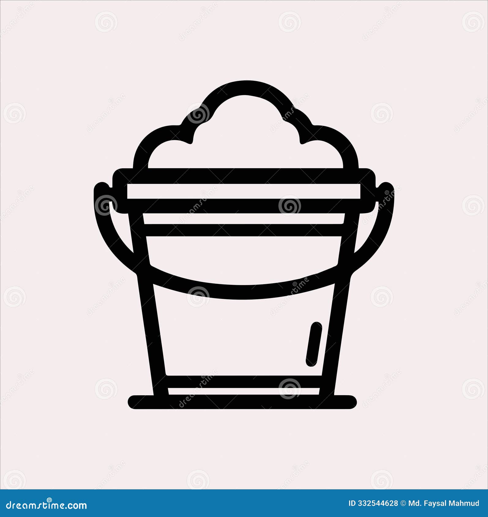 Bucket Outline Linear Style Silhouette Vector Illustration On A White ...