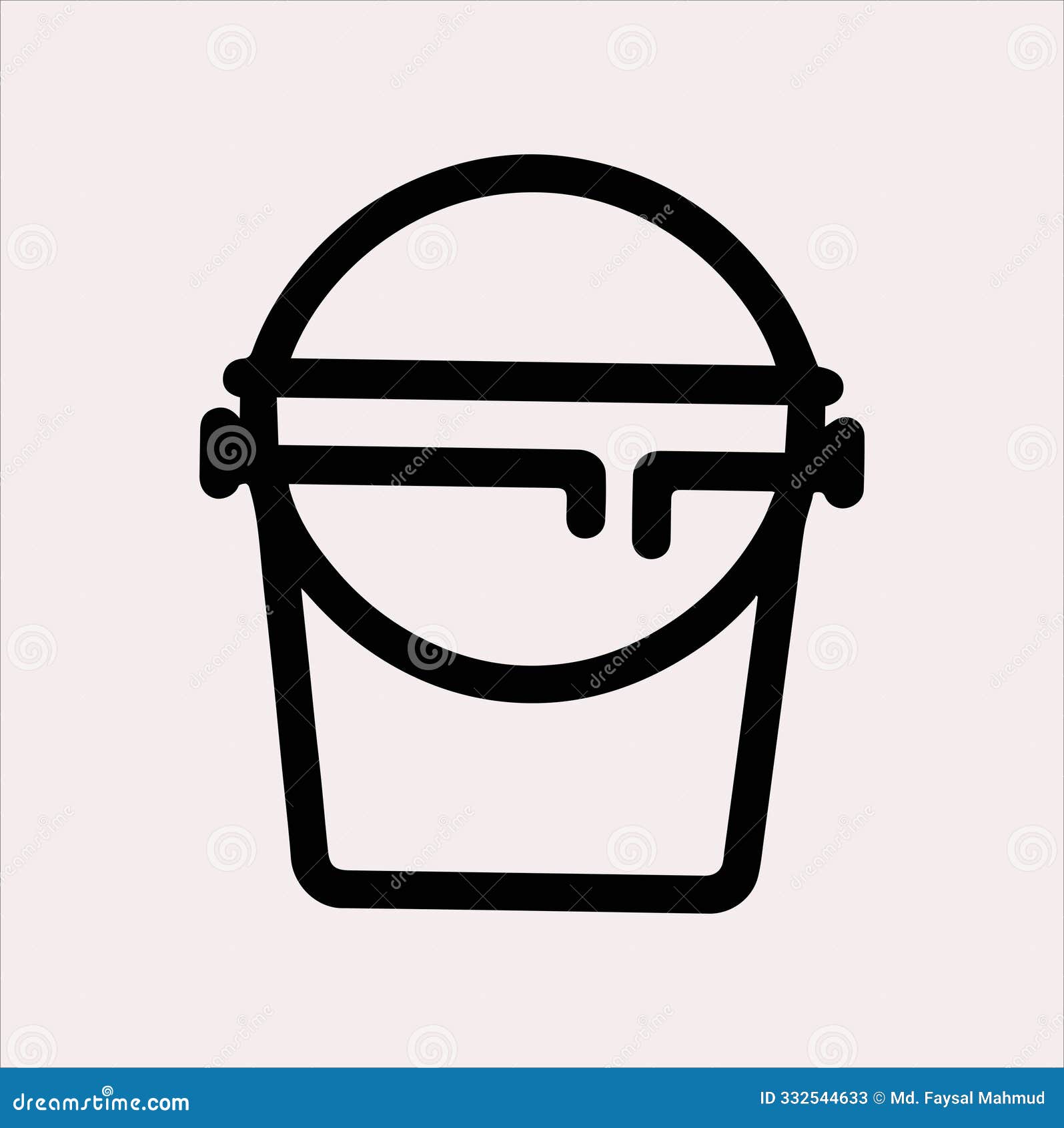 Bucket Outline Linear Style Silhouette Vector Illustration On A White ...