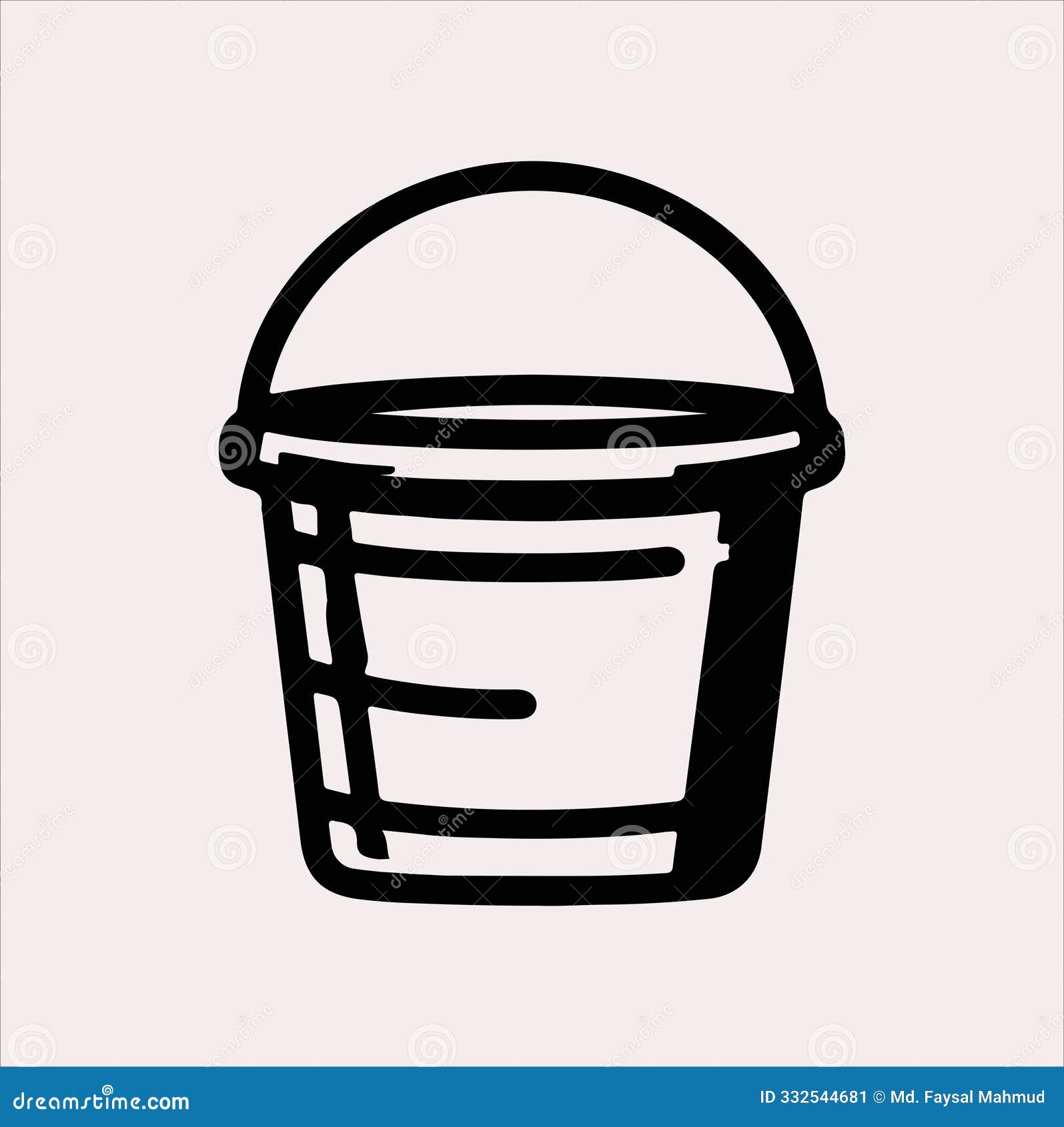 Bucket Outline Linear Style Silhouette Vector Illustration On A White ...