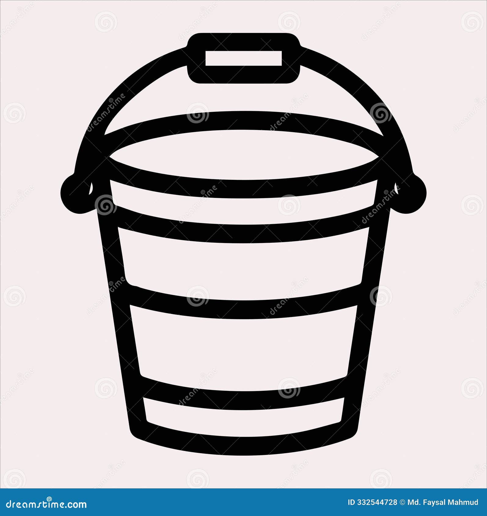 Bucket Outline Linear Style Silhouette Vector Illustration On A White ...