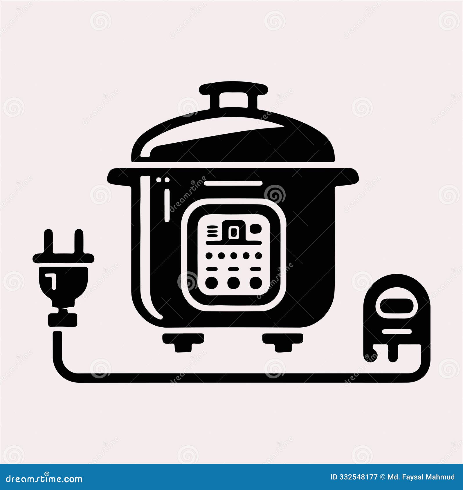 Electric Pan Pressure Cooker Silhouette Vector on a White Background ...