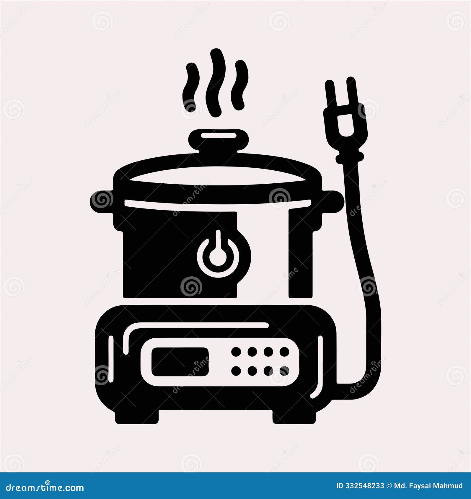 Electric Pan Pressure Cooker Silhouette Vector on a White Background ...