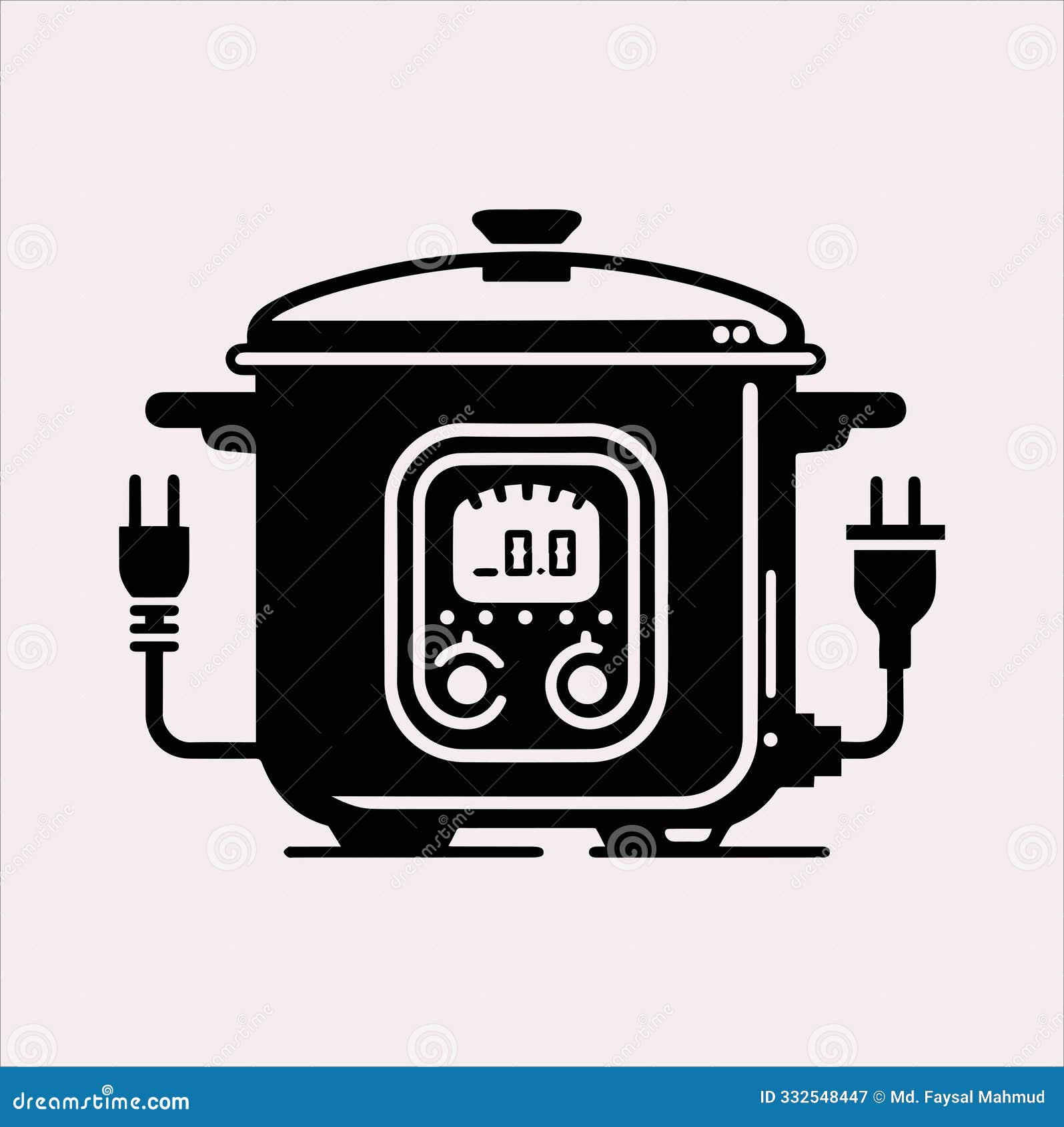 Electric Pan Pressure Cooker Silhouette Vector on a White Background ...