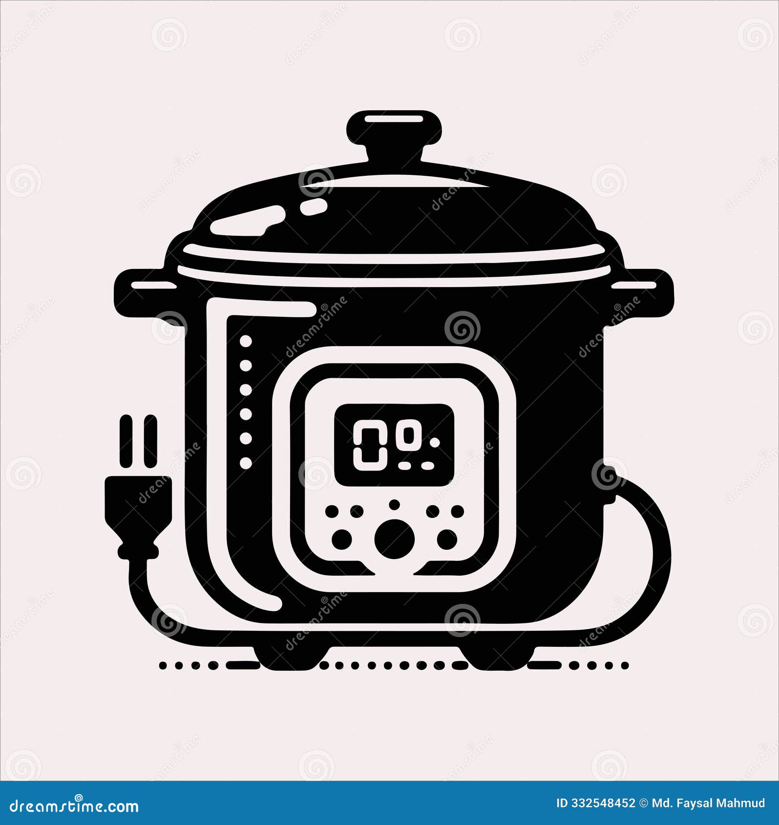 Electric Pan Pressure Cooker Silhouette Vector on a White Background ...