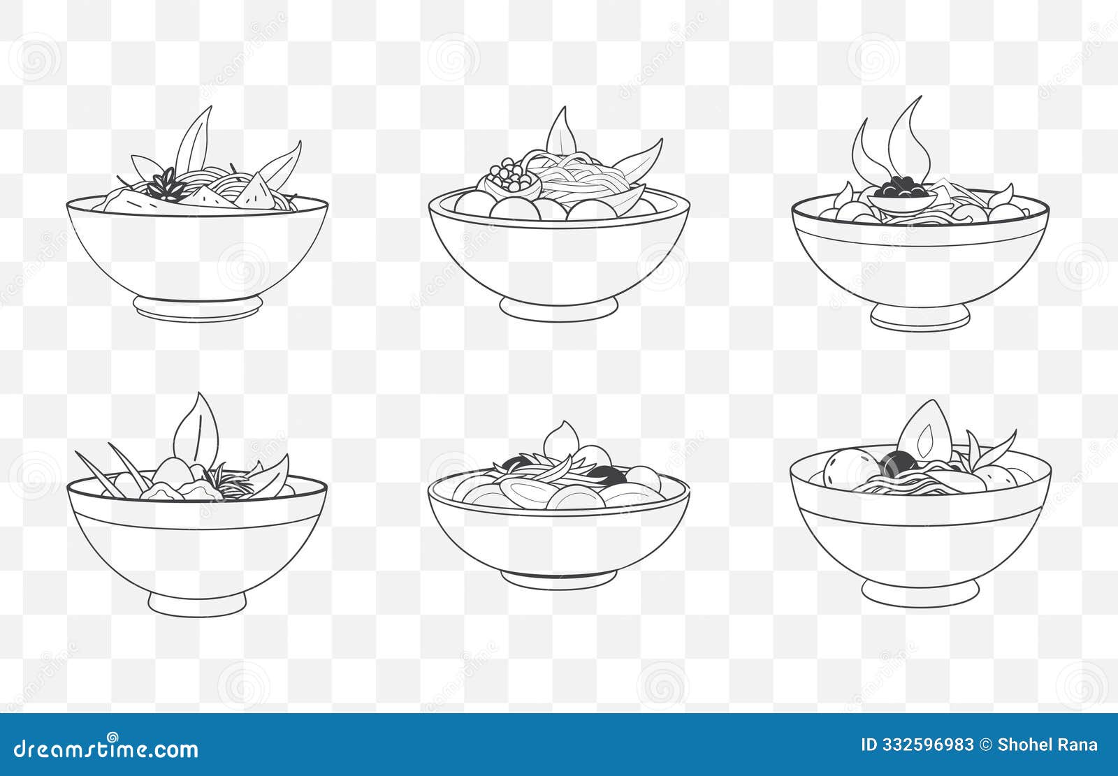 Print Traditional Som Tum Art Vector Set with Iconic Ingredients and ...