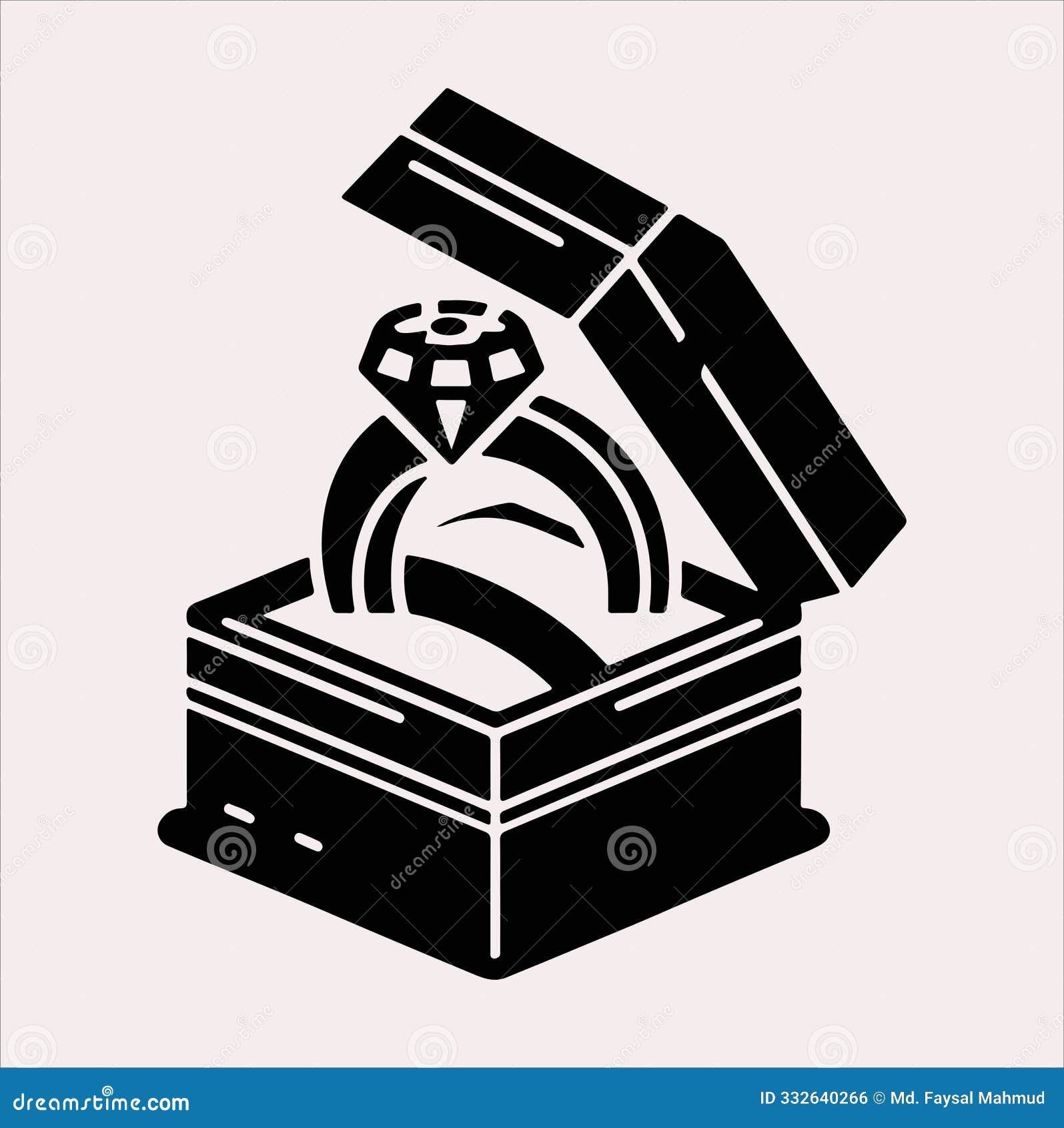 Diamond Box Silhouette Vector Illustration on a White Background Stock ...