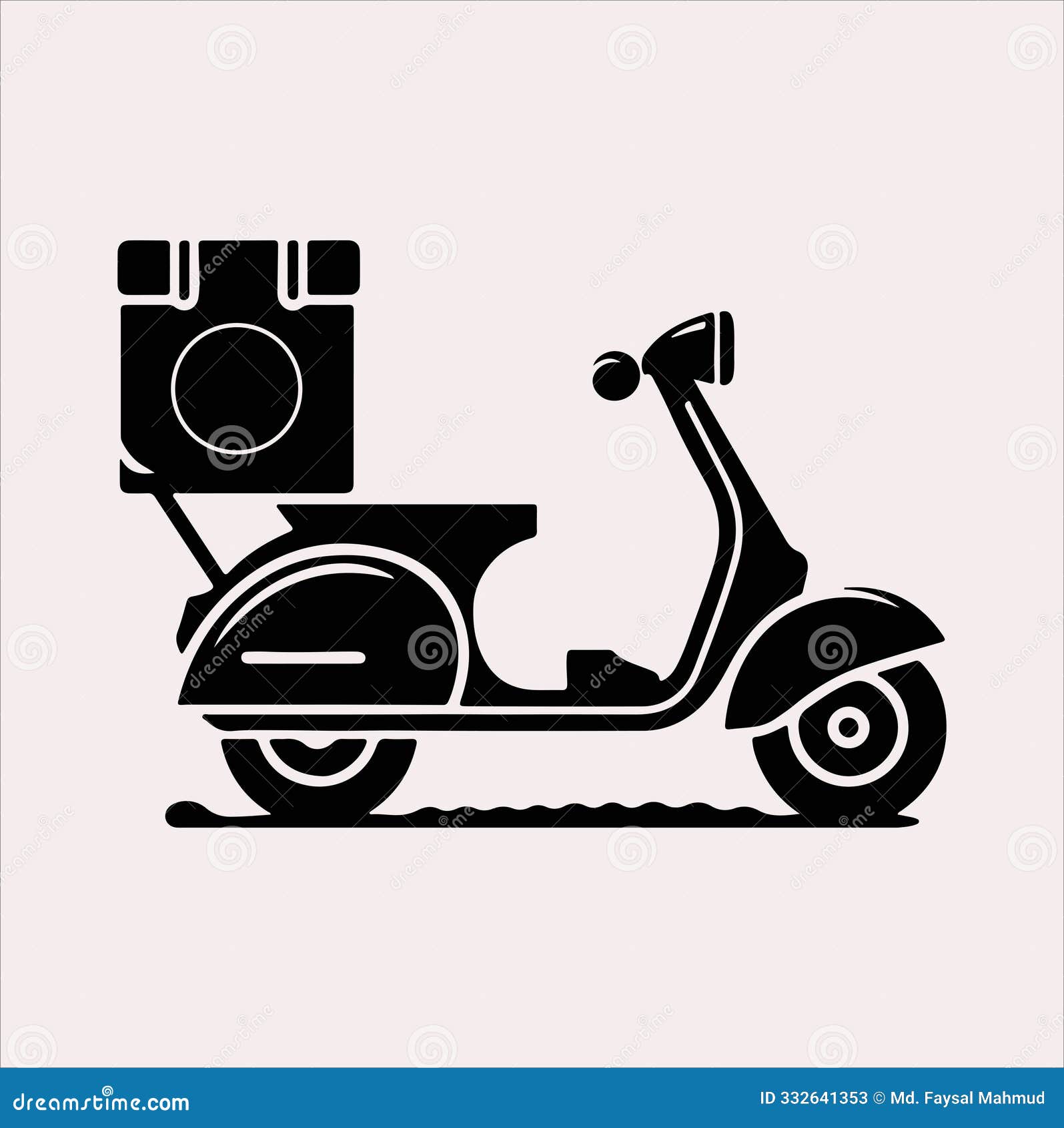 Scooter Motor Courier Line Art Silhouette Vector on a White Background ...