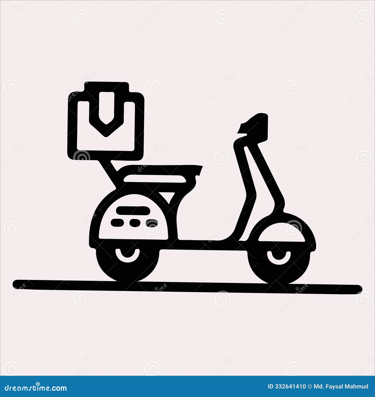 Scooter Motor Courier Line Art Silhouette Vector on a White Background ...
