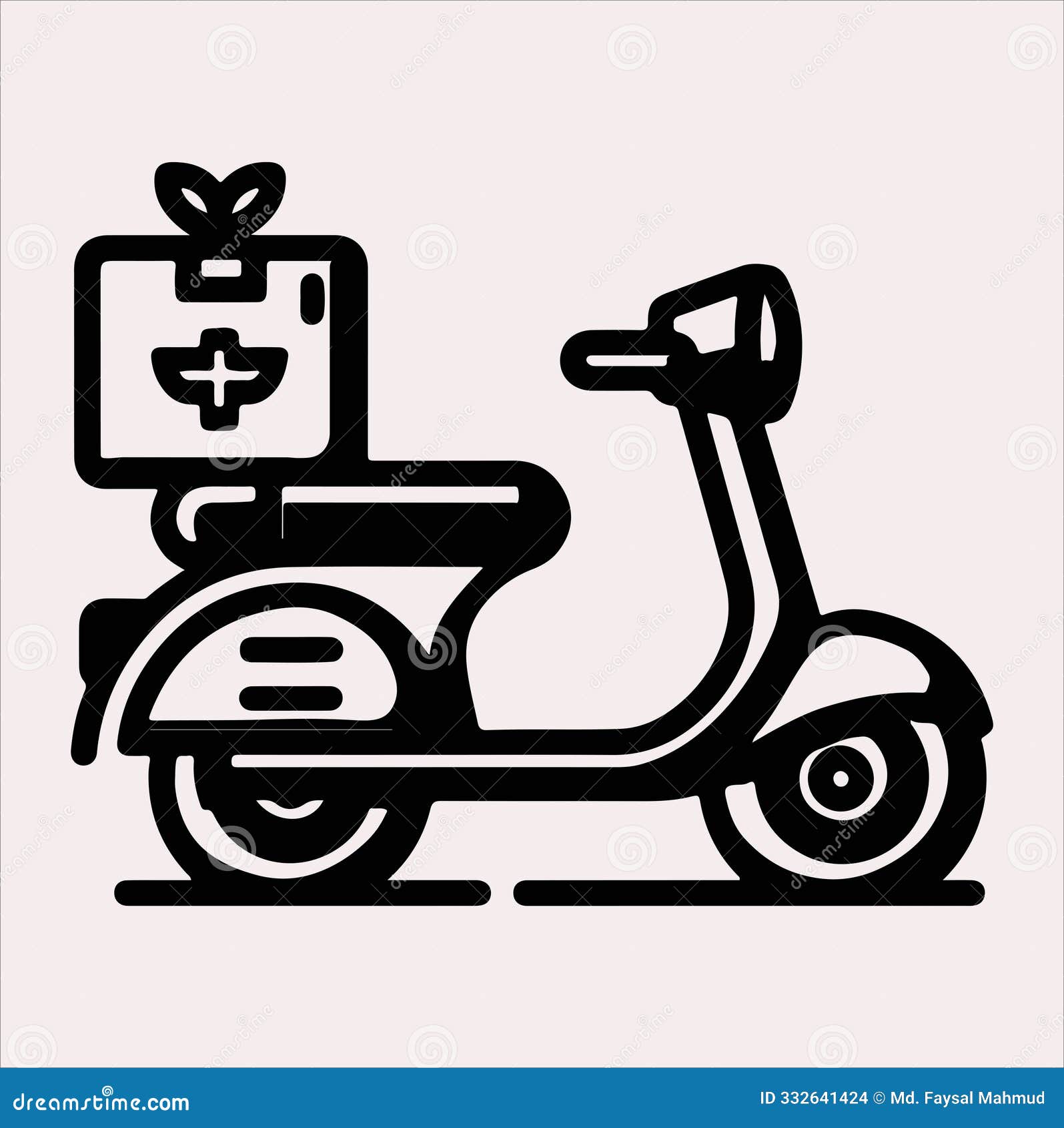 Scooter Motor Courier Line Art Silhouette Vector on a White Background ...