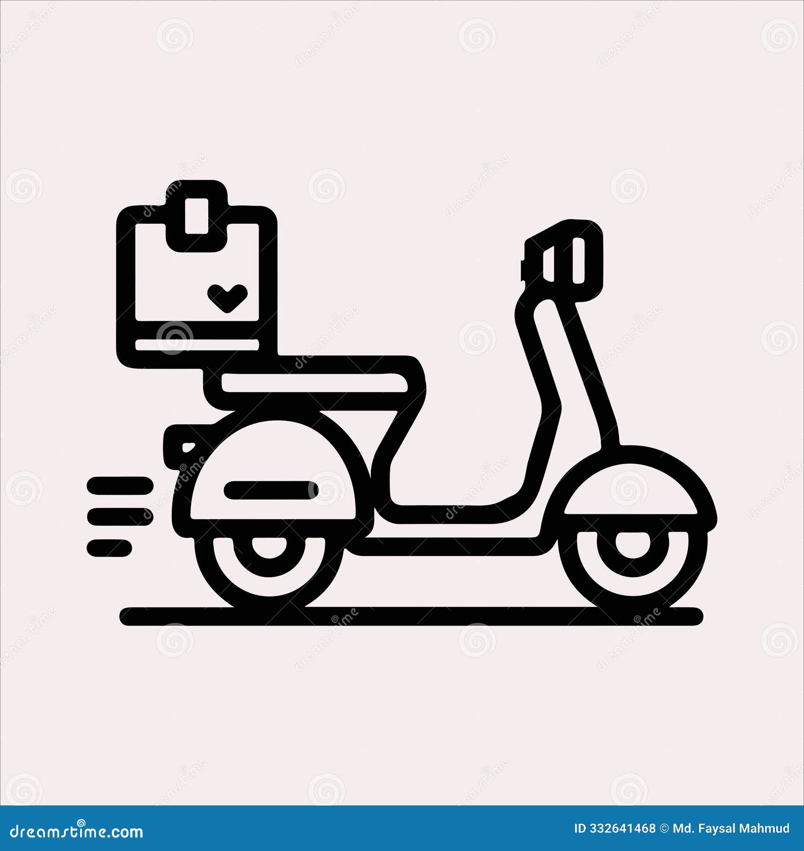 Scooter Motor Courier Line Art Silhouette Vector on a White Background ...