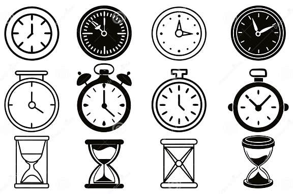 Time Icon Collection: Versatile Vector Designs for Clocks, and Timers ...