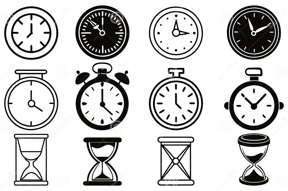 Time Icon Collection: Versatile Vector Designs for Clocks, and Timers ...