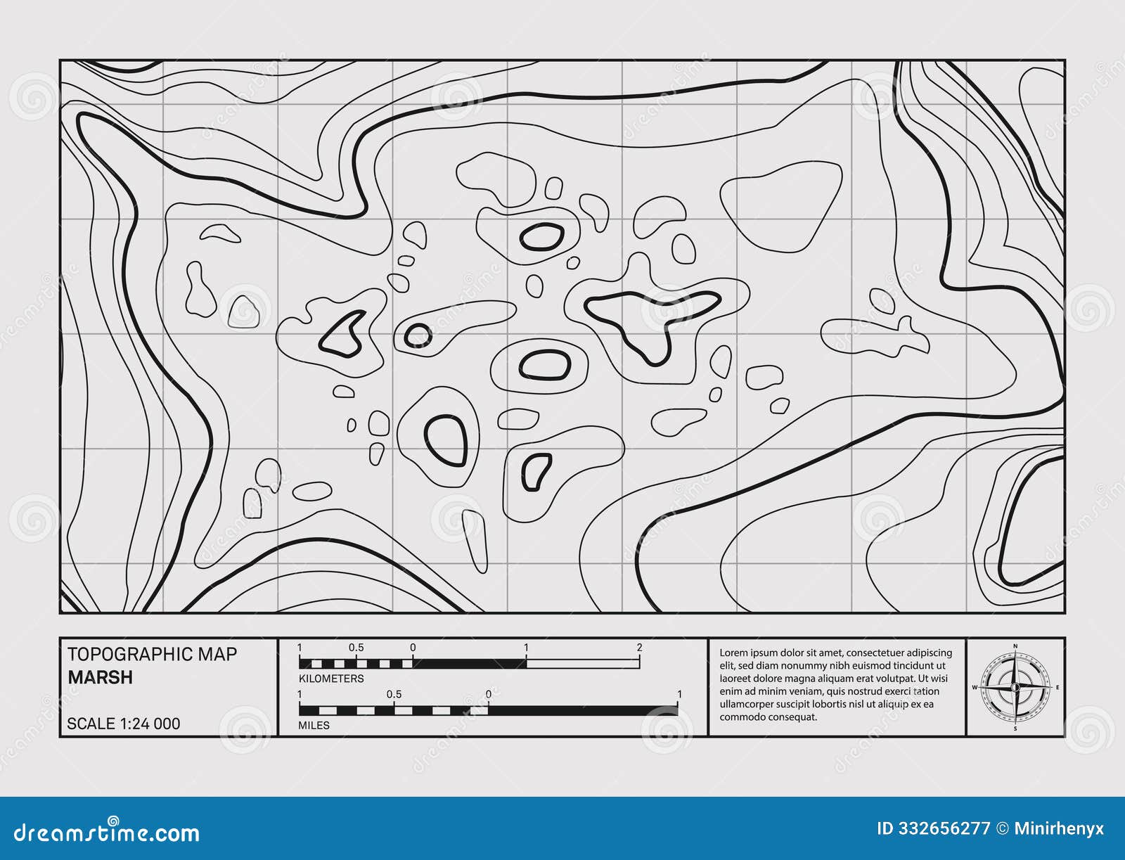 Geographical Marsh Landscape Relief Contour Map, Topographic Posters ...