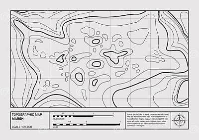 Geographical Marsh Landscape Relief Contour Map, Topographic Posters ...